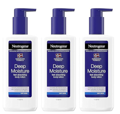 Neutrogena Norwegian Formula Deep Moisture Fast Absorbing Body Lotion for Dry Skin, 8.45 Ounce (Pack of 3)