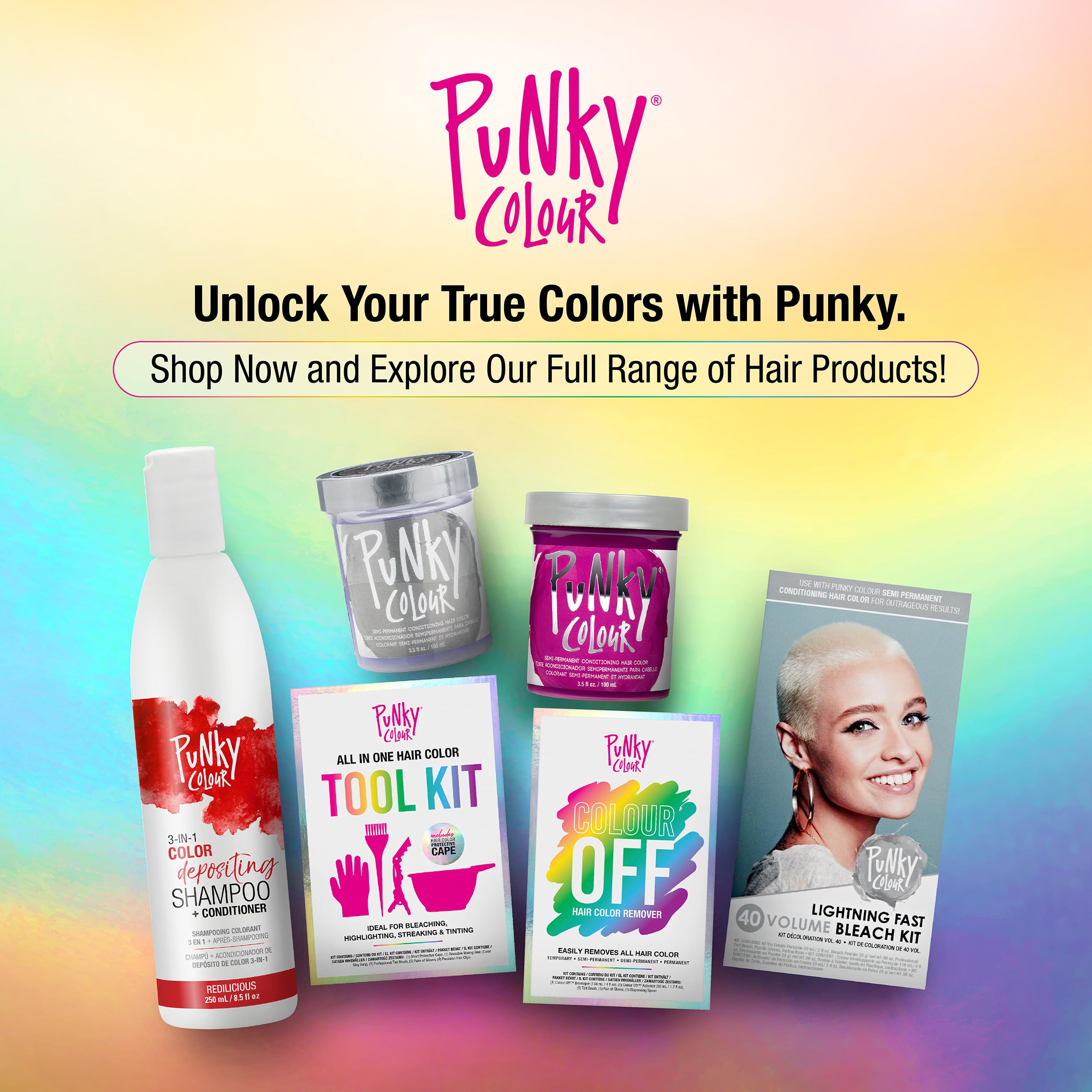 Punky Colour Off Hair Dye Remover Kit, Safely Removes Temporary, Semi-Permanent, Demi-Permanent, and Permanent Hair Colors, Easy and Gentle Hair Color Removal Solution