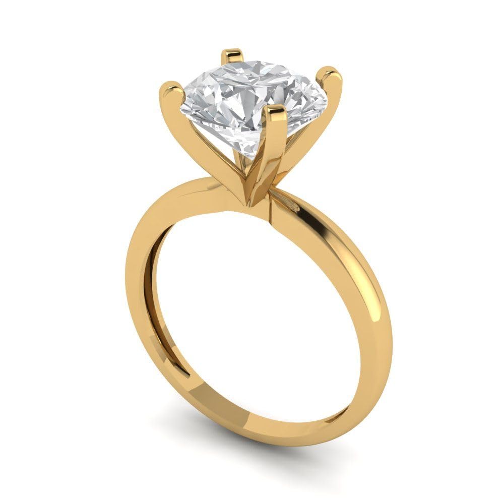3 Ct Brilliant Round Cut Clear Simulated Diamond 14K Yellow Gold Solitaire Engagement Promise Bridal Ring Size 3.5