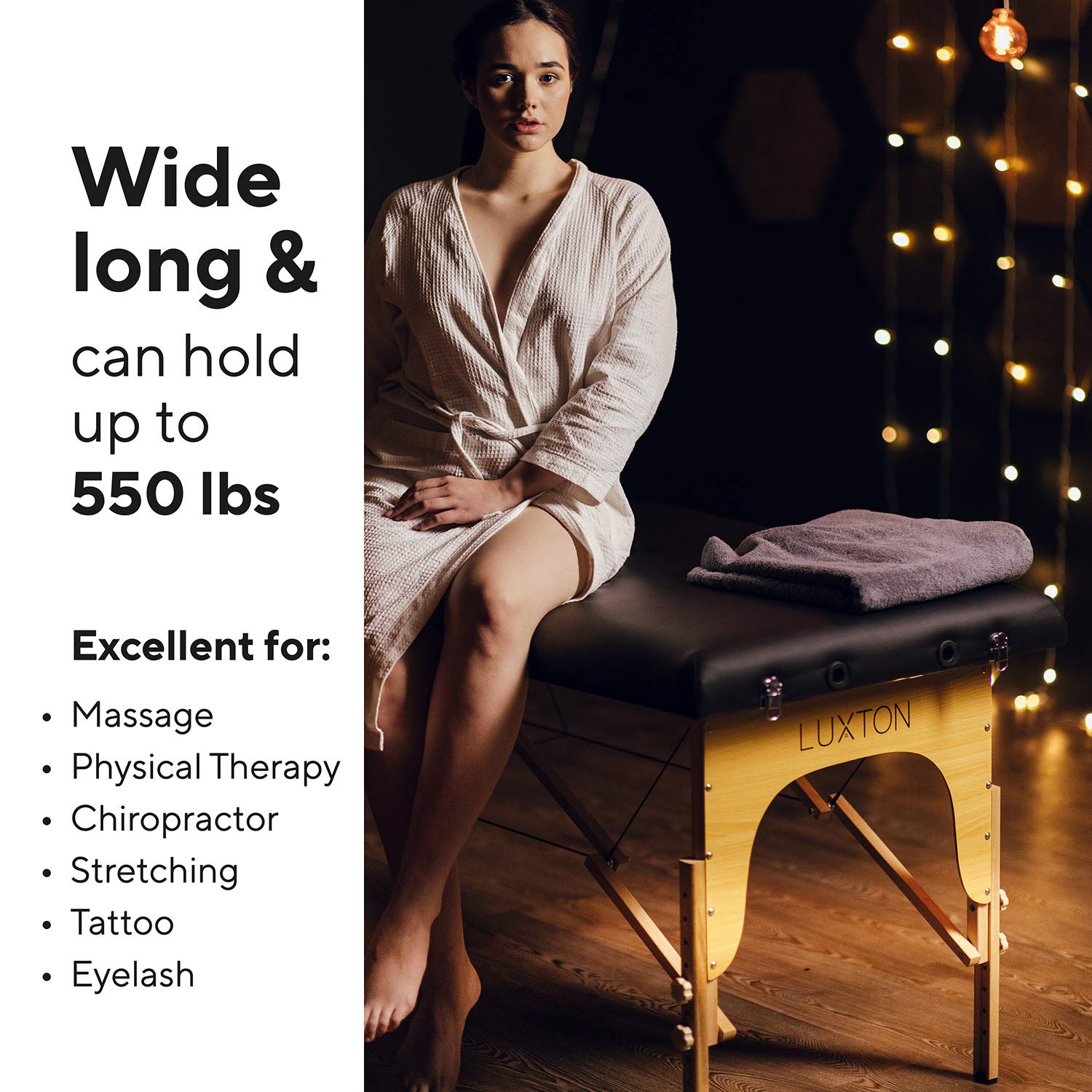 Luxton Home Memory Foam Massage Table Portable Foldable Massage Bed Adjustable Height, 72 inches Long, 27 Inches Wide, Home Salon Spa Bed with Carrying Case, Easy Set Up