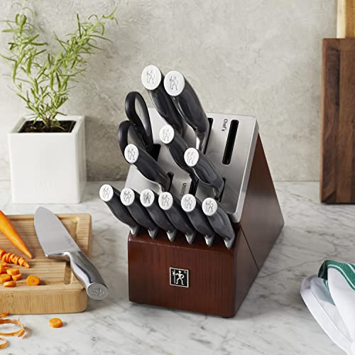 HENCKELS Graphite 14-piece Self-Sharpening Knife Block Set for Paring, Boning, Santoku, Chefs, and Carving, Kitchen Shears, German Engineered Informed by 100+ Years of Mastery, Black