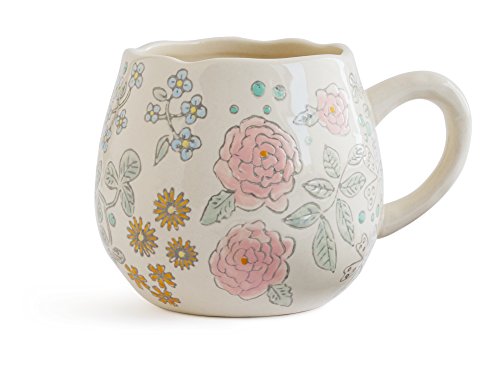 Dorotea Hand Painted Coffee and Tea Mugs, 16 Ounce, Set of 4, Assorted