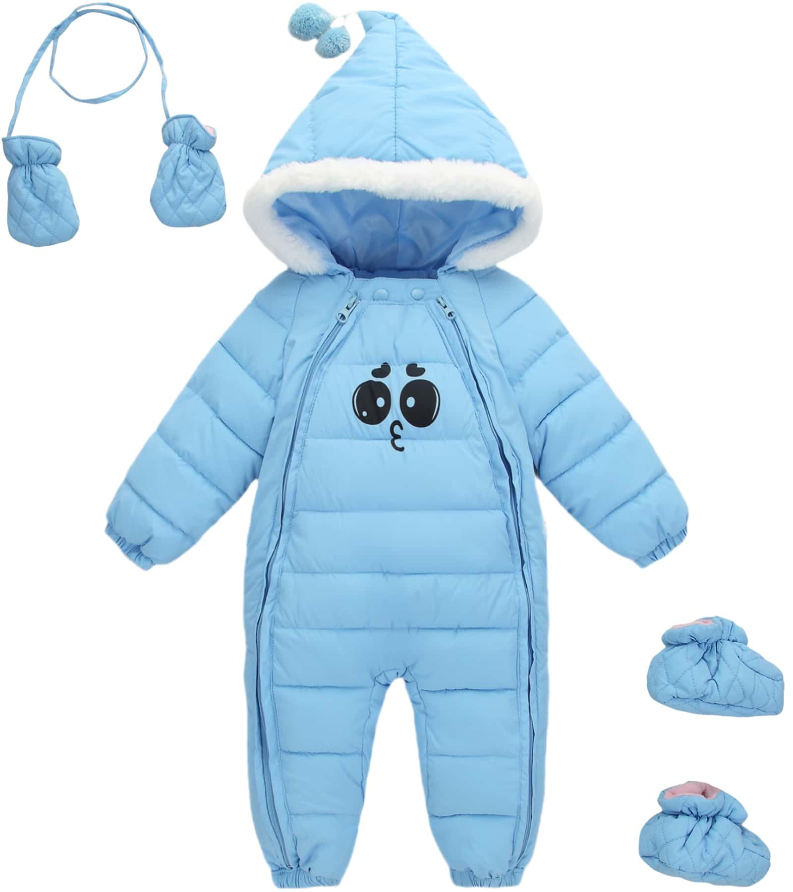 Ohrwurm Baby Boy Winter Fur Hood Snowsuit Coat Toddler Girl Autumn Jumpsuit Kid Clothes for 6-12 Months Blue