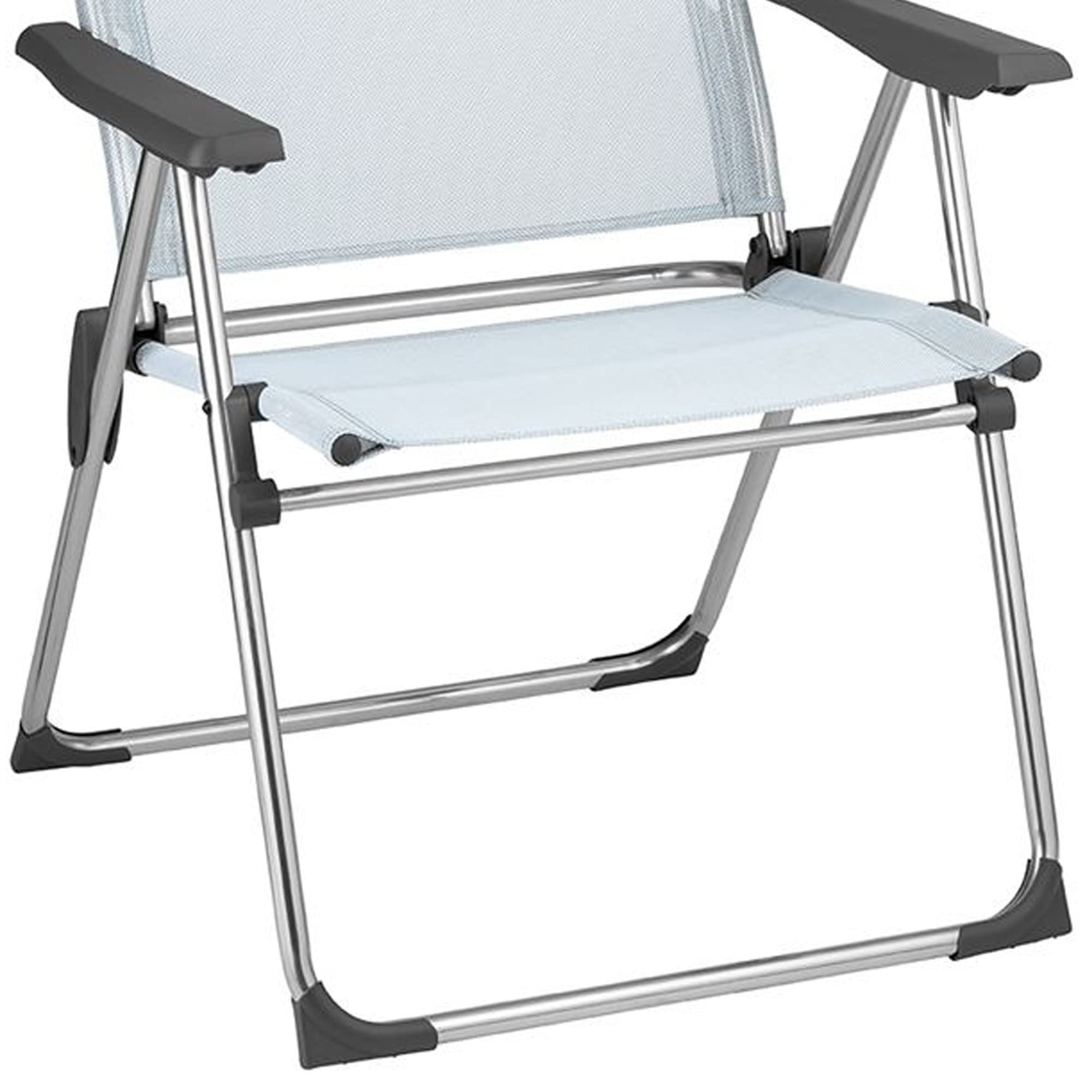 Lafuma Alu Cham XL Folding, Adjustable 5-Position Reclining Outdoor Mesh Sling Chair for Camping, Beach, Backyard, and Patio, Ciel