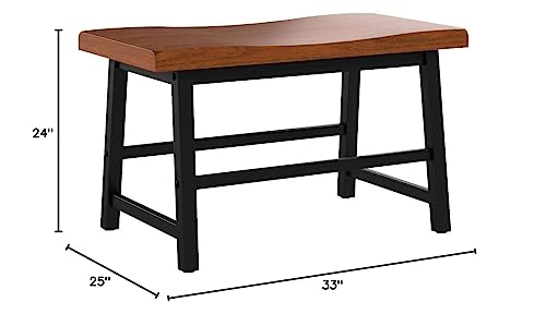 Christopher Knight Home Pomeroy 24" Saddle Benches, 2-Pcs Set, Walnut / Black