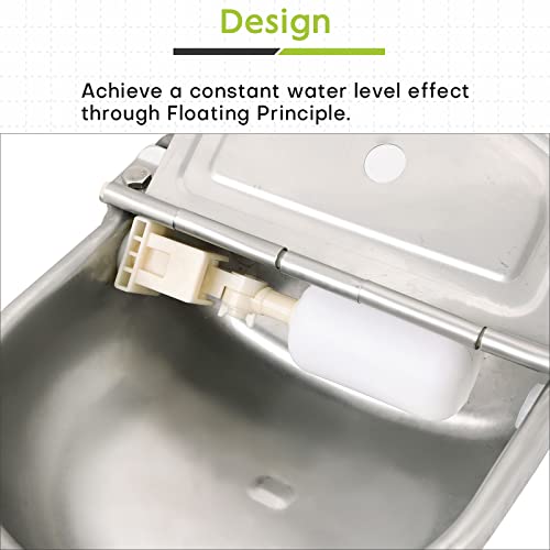 AMGSH Automatic Animal Drinking Water Bowl with Float Valve | Stainless Steel Livestock Waterer with 39 inch Water Hose for Cattle Horse Goat Sheep Pet Dog Waterer Dispenser (Without Drain Hole)