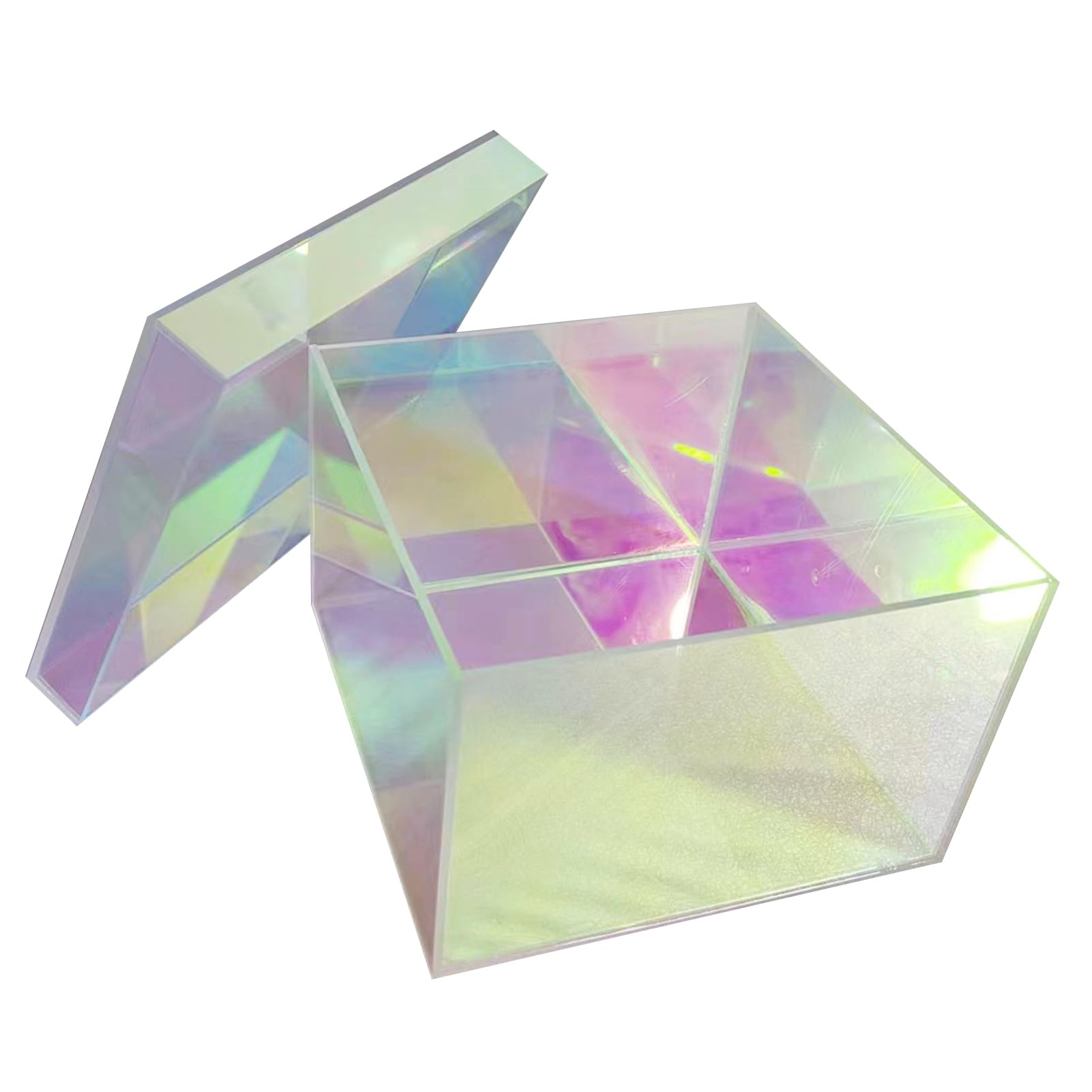 YESBAY Iridescent Acrylic Storage Box with Handle Acrylic Tray Vanity Organizer Case Hollow Multi-Functional Desktop Makeup Tray Basket Organizer Tissue Holder for Bathroom Countertop Bedroom C