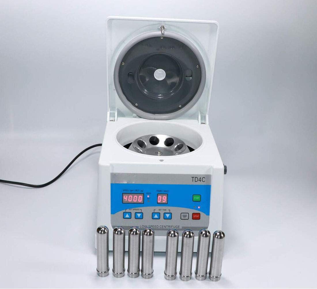 PRP Centrifuge - DEJUN 4000rpm Lab Benchtop Centrifuges with Aluminum Alloy Rotor 8 x 10/15ml and Digital Display Laboratory Low Speed Desktop Centrifugal Machine