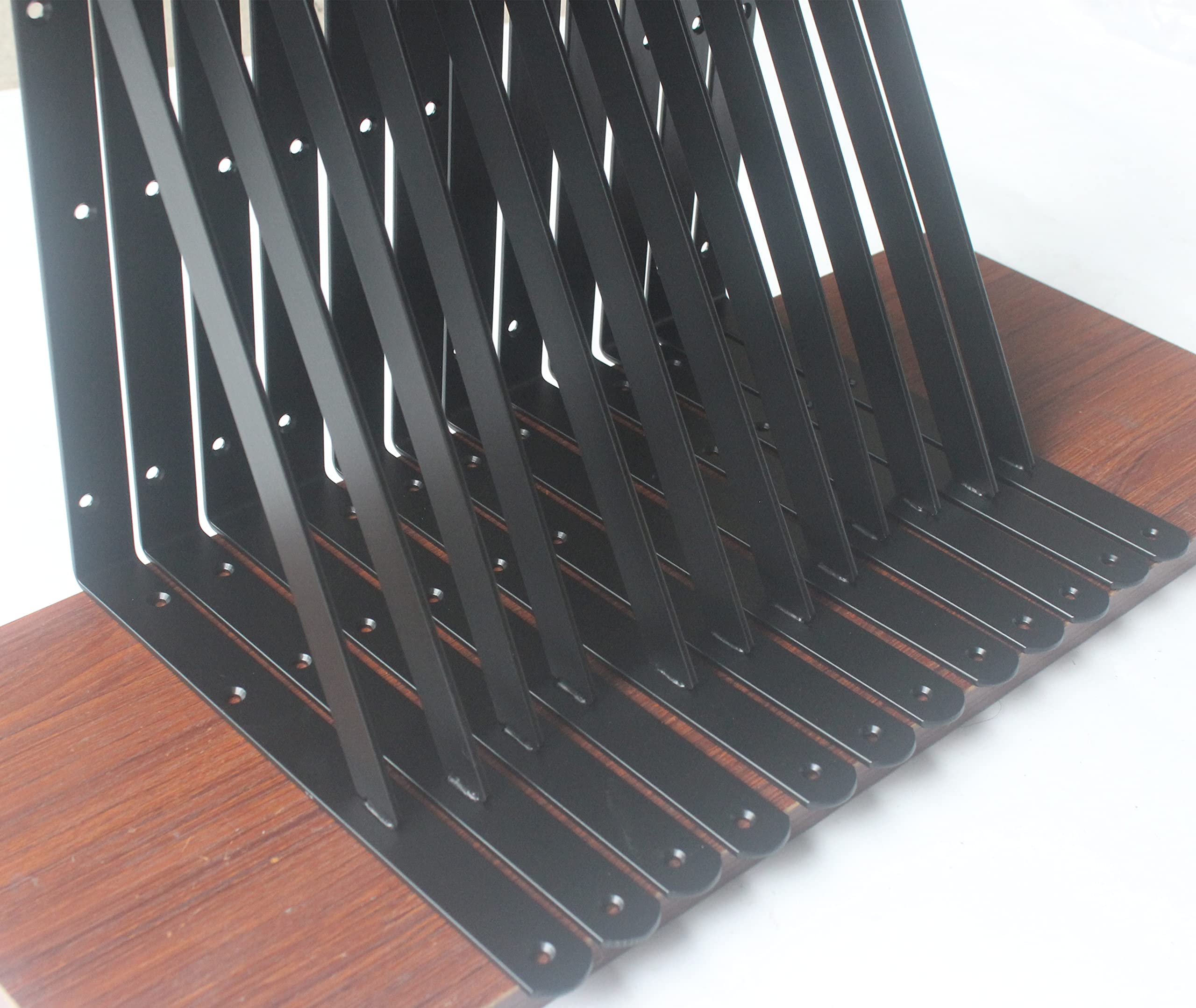 20 Pack L22" x H 12" Black Heavy Duty Shelf Brackets with Screws Metal Shelf Brackets Shelf Support Angle Brackets for Shelves L Brackets Heavy Duty Floating Shelf Brackets