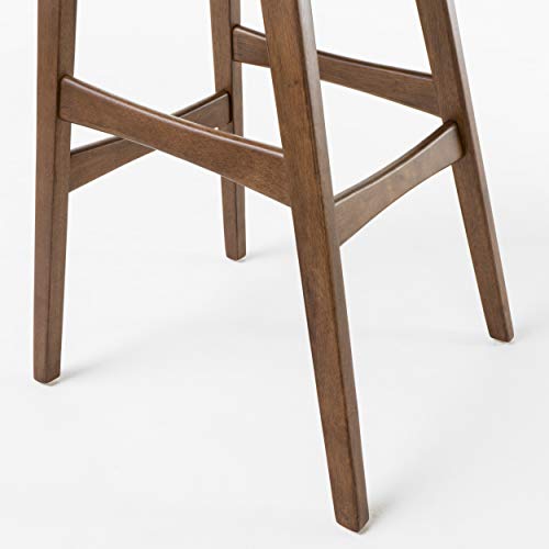 Christopher Knight Home Emmaline Fabric / Walnut Finish Bar Stools, 2-Pcs Set, Light Beige