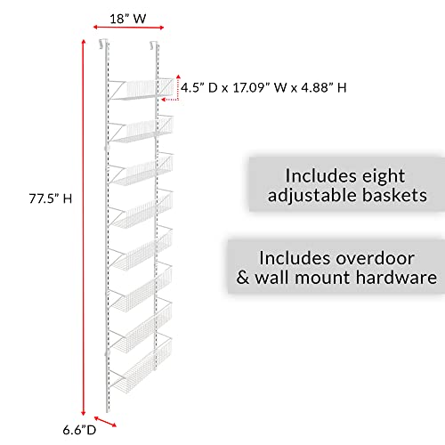 ClosetMaid 97535 Adjustable Wall & Door 8-Tier Basket Organizer, 18", , White