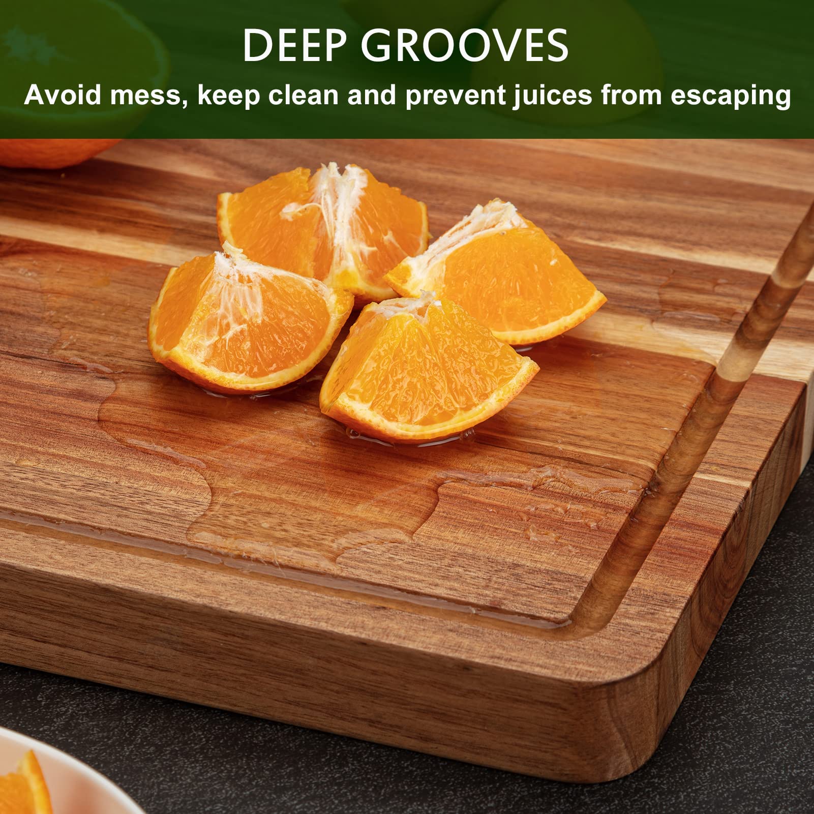 Extra Large Acacia Wood Cutting Board, 24x18 Inch Large Butcher Block Chopping Board with Handle and Juice Groove, Carving Board for Turkey, Meat, Vegetables, BBQ