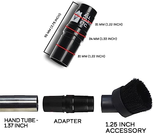 ALL PARTS ETC. Shag Carpet Rake Floor Brush Vacuum Attachment for Shaggy Rugs, Shag Rug Rake to Fluff Carpet Includes Two Adapters for 1 3/8β & 1.5" - Compatible with Hoover, Miele, Oreck, & Shop Vac