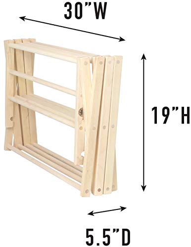 Pennsylvania Woodworks Premium American Maple Clothes Drying Rack - Handcrafted in Pennsylvania - Solid Wood Construction, Collapsible, Eco-Friendly Laundry Solution (Medium)