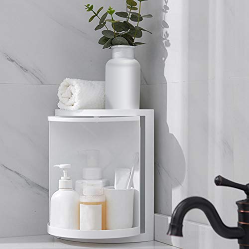 EMVANV Multifunction Corner Locker Cosmetic Storage Rack 360 Degree Rotation Storage Rack for Office Home Bathroom Triangle Shelf Kitchen(Grey)
