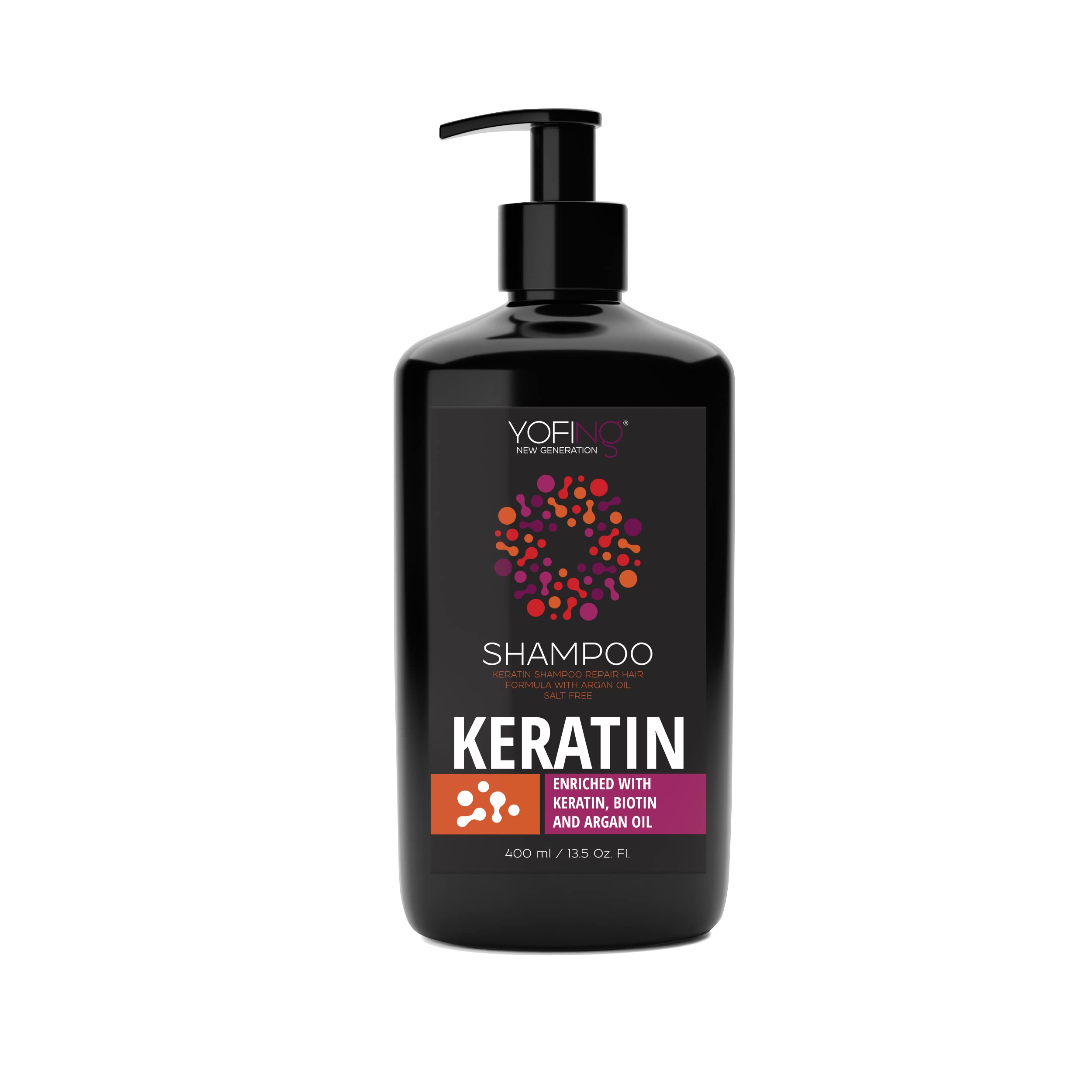 YOFING NEW GENERATION Keratin Shampoo Salt Free Enriched with Moroccan Argan Oil Dead Sea Minerals For Strengthen & Repair Hair Frizz Control Sulfate Free