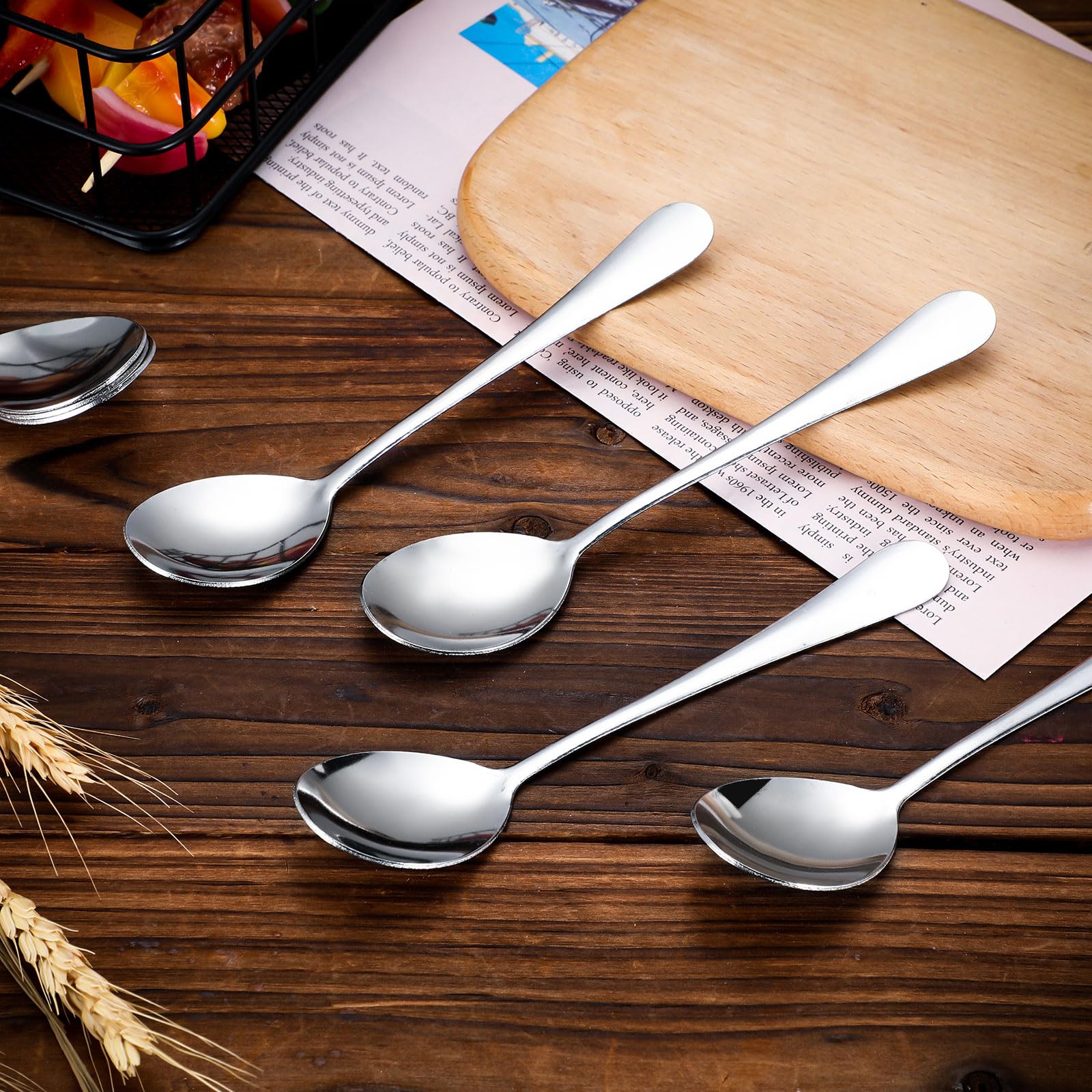 Nuogo 100 Pieces Soup Spoons Set Stainless Steel Spoons Silverware Dessert Spoon Bulk Metal Dinner Spoons Mirror Polished Tablespoon for Home Restaurant Kitchen Dishwasher Safe
