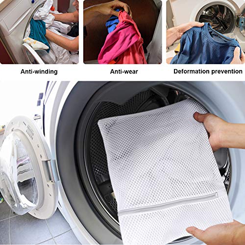 Extra Large Mesh Laundry Bag, 2 Pack Zippered Polyester Delicates Laundry Wash Bag, Washer and Dryer Safe Clothes Laundry Bag for Coat, Sweater, Bed Sheet, Window Screening