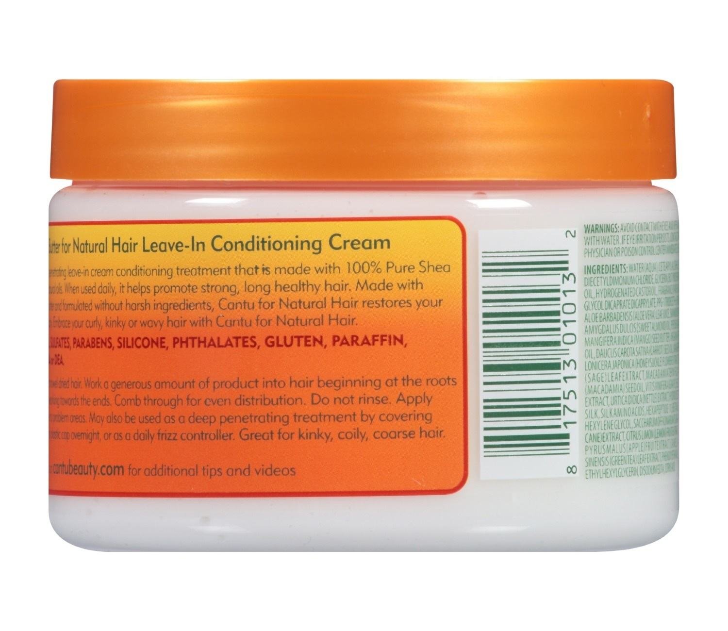Cantu Natural Hair Leave-In Conditioner Cream Jar 12 Ounce (354ml) (3 Pack)