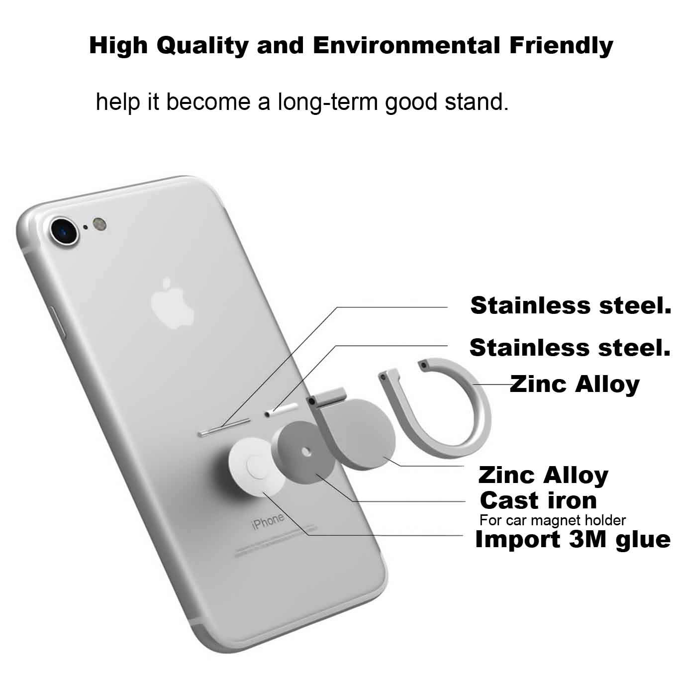 3 Package Phone Ring Stand Holder,iEugen Universal Thin Finger Loop Grip Stand Holder,Compatible with Magnetic car Mount,360 Rotation Phone Ring Grip for Phone case Tablet Smartphone Phone-Rosegold
