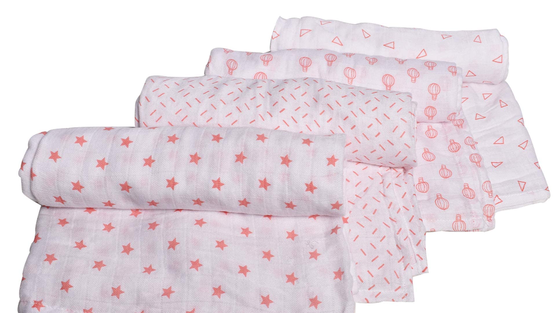 Swaddle Blankets| Receiving Blanket|Organic Cotton Breathable and Skin-Friendly Soft Muslin Swaddle Blankets for Boys| Baby Essentials, Registry & Gift | 48"x48" 2-Pack Pink Lines