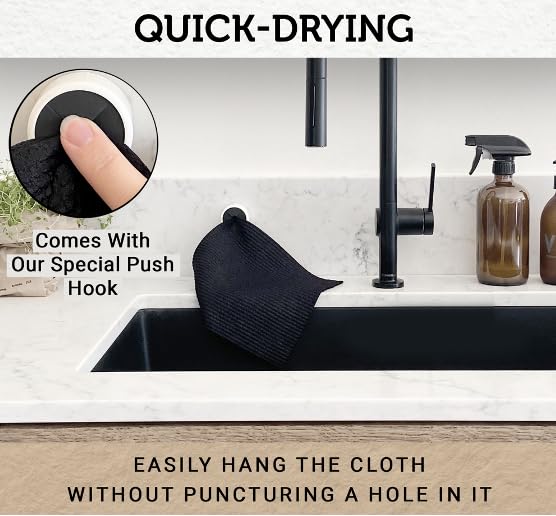 Original Kitchen Towel Holder/Hook with Adhesive to Hang Dish Towels, Tea Towels, Dishcloths, Rags and Hand Towels with a Push. Handy accessory for RV, Bathroom, Shower, Cabinets, Inside & Outside