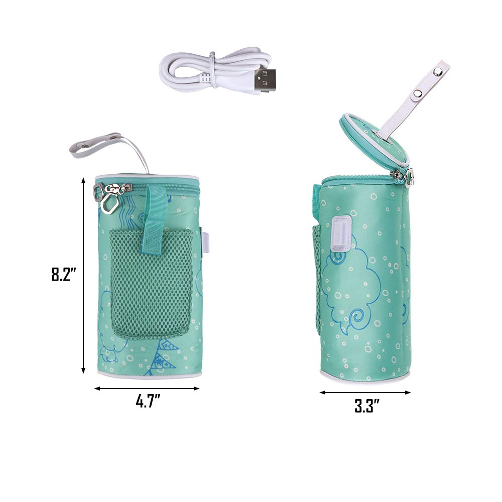 Topwon Baby Milk Bottle Warmer Bag Portable USB Breast Milk Keep Warm Bag Insulated Baby Bottle Tote Bag for Outside Walk, Shopping, Travelling