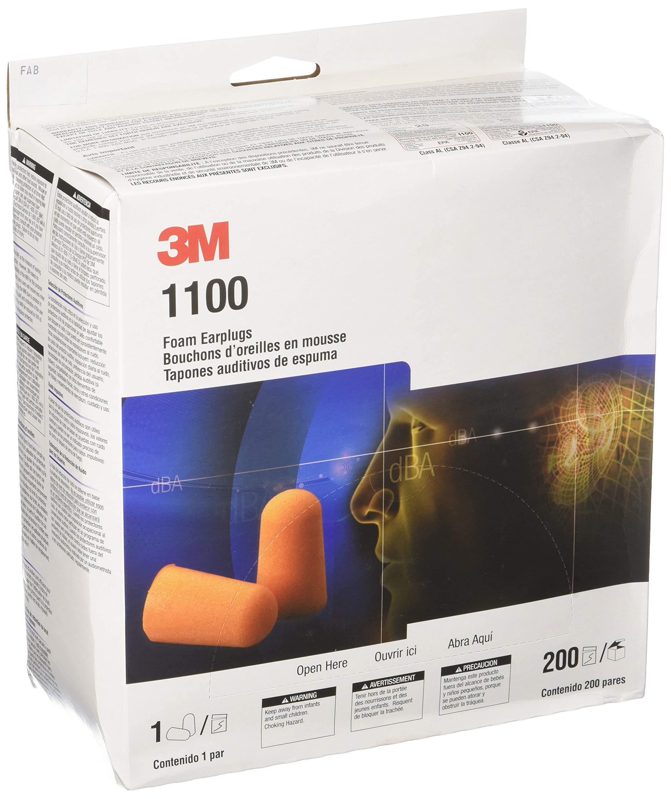 3M 1100 Foam Ear Plugs, 200-Pair , Orange & Walker's Game Ear GWP-RSEM-MCCG Gear Hearing Muff Multi Cam Black