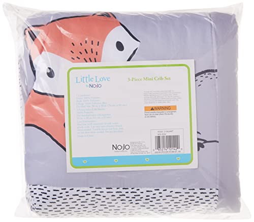 Little Love By Nojo Lil Fox, Grey, Orange, White 3Piece Nursery Mini Crib Bedding Set With Comforter, 2 Fitted Mini Crib Sheets, Orange, Grey, White, Charcoal