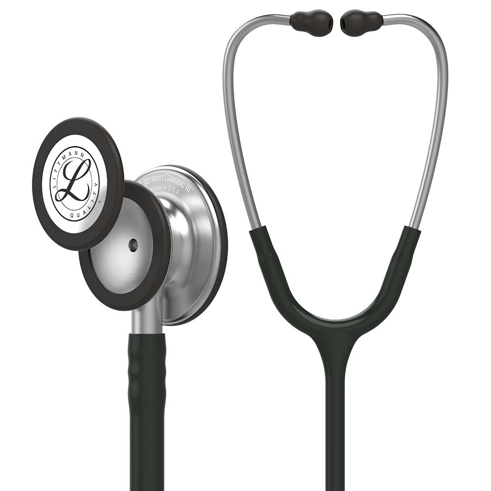 3M 5620 Littmann Classic III Monitoring Stethoscope with Black Identification Tag, 27" Black Tube