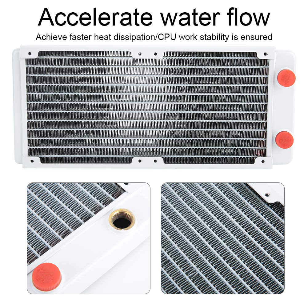 Water Cooling Radiator,240mm Computer Water Cooling White Copper Heat Sink with 12 Pipes,PC Water-Cooled Tube Easy to Install,Suitable for Computer Water Cooling Systems,Beauty Apparatus