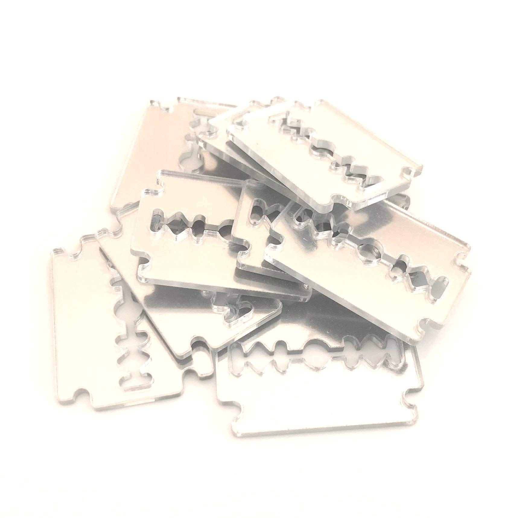 Super Cool Creations Razor Blade Shaped Crafting Sets, Silver Mirror, Pack of 10 x 4cm