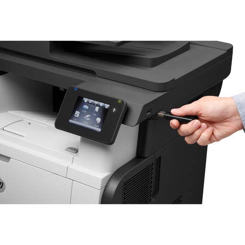 HEWLETT PACKARD Laserjet Pro M521dn All-in-One Printer (A8P79A) with Power Strip Surge Protector and Electronics Basket TM Microfiber Cleaning Cloth