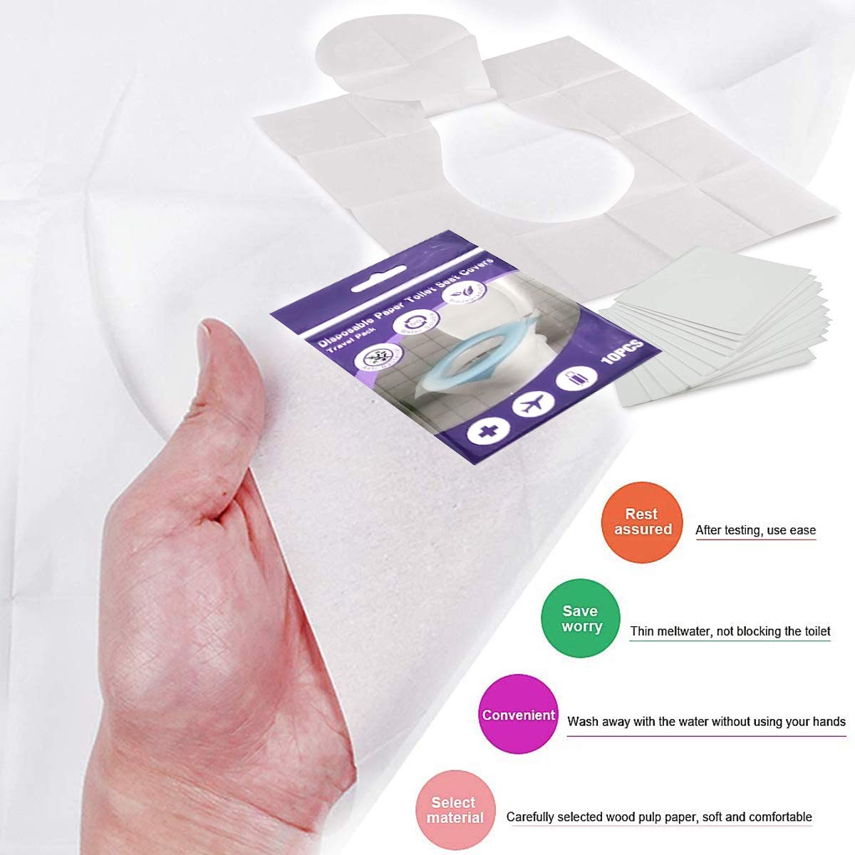 Disposable Toilet Seat Covers Travel Pack-Virgin Disposable, Flushable, Toilet Seat Covers for Kids, Toddlers, and Adults for Use During Travel, Potty Training. (50 Count)