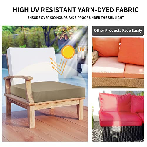 Easy-Going Waterproof Patio Cushion Covers 24x22x4 inch 2 Pack Replacement Non-Slip Outdoor Seat Cushion Slipcover with Zipper. ONLY Covers. Camel