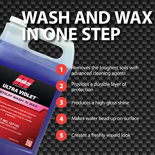 Malco Ultra Violet Premium Wash'n Wax β Best 2-in-1 Car Wash and Wax/Cleans and Provides A Durable, High-Gloss Shine in One Fast and Easy Step / 64Oz. (107164)