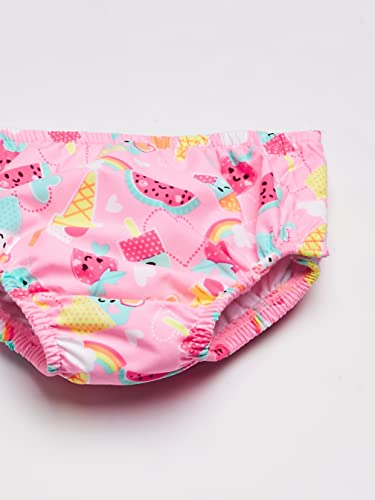 Swim Time Girls' Reusable Swim Diaper UPF 50+ with Side Snaps, Pink ice Cream/Watermelon, X-Large