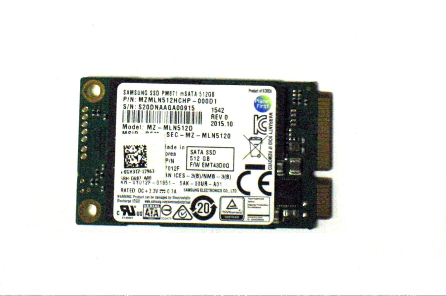GY3T7 Y012F 512GB PM871 MZ-MLN512D P/N: MZMLN512HCHP-000D1 mSATA SSD