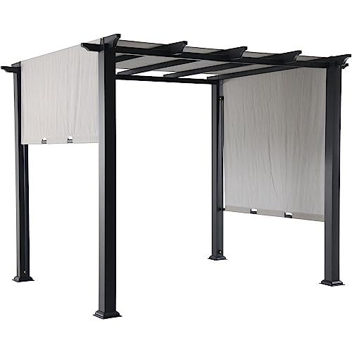 Hanover HAN 8 x 10 Ft. Freestanding Adjustable Gray Canopy, Heavy-Duty Steel Metal Frame with Weather-Protective Powder Coating, Pergola 8'x10', 0