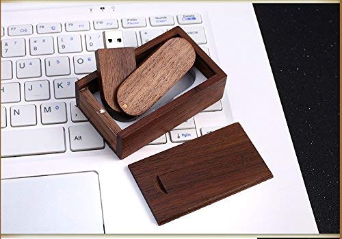 Wood 2.0/3.0 USB Flash Drive USB Disk Memory Stick with Wooden Box (3.0/64GB, Walnut Wood)