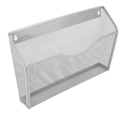 EasyPAG Mesh Wall File Holder 3 Pockets Hanging File Folder Organizer for Home and Office with Nametag Label, Silver
