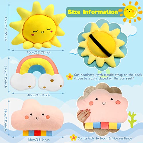Cloud Rainbow Sun Moon Star Shaped Pillow 3 Pcs Nursery Stuffed Throw Pillows Kids Cute Cushion Children Soft Plush Pillow for Baby Room Kids Reading Nook Decorations Gift (Rainbow, Cloud, Sun)