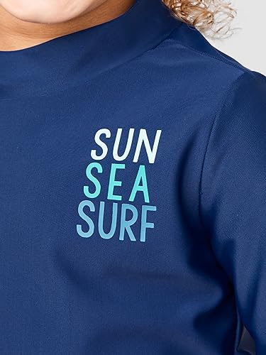Simple Joys by Carter's Boys' Swimsuit Trunk and Rashguard Set, Navy White Tropical, 3T