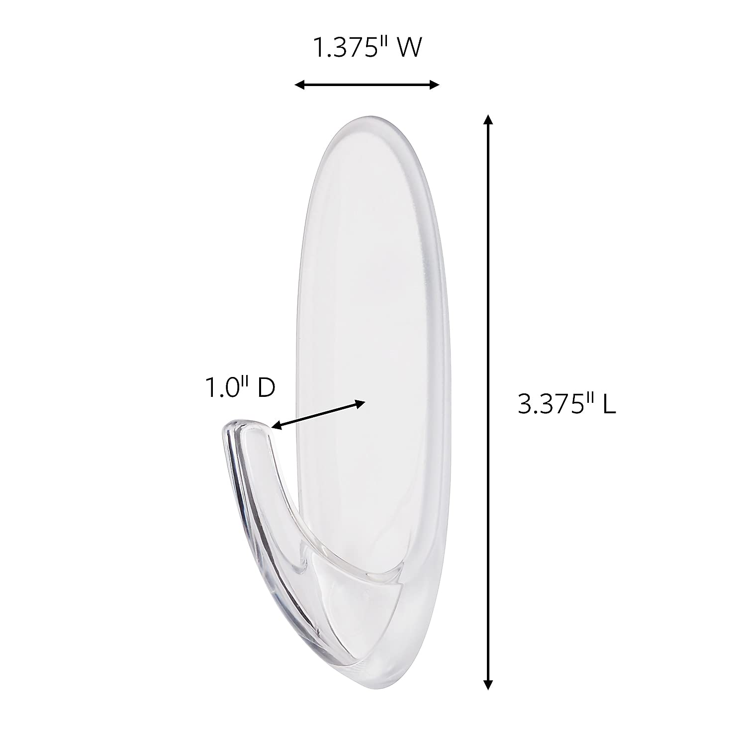 3M Command 17093CLRES Adhesive Hanging Hook, Large, Holds 4lbs., Clear