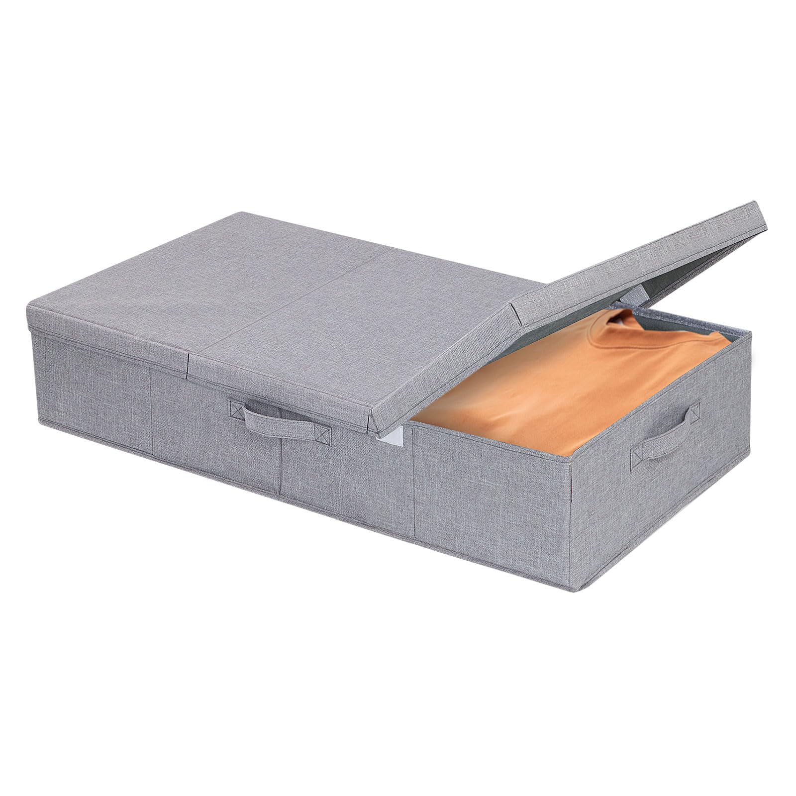 YheenLf Under Bed Storage Containers Bin with Lids Handle, Foldable Sturdy Storage Bags with Handles for Organizing Clothes, Shoes, Blankets, Pillows, Grey, 1 Pack, 23.6" L x 11.8" W x 5.9" H