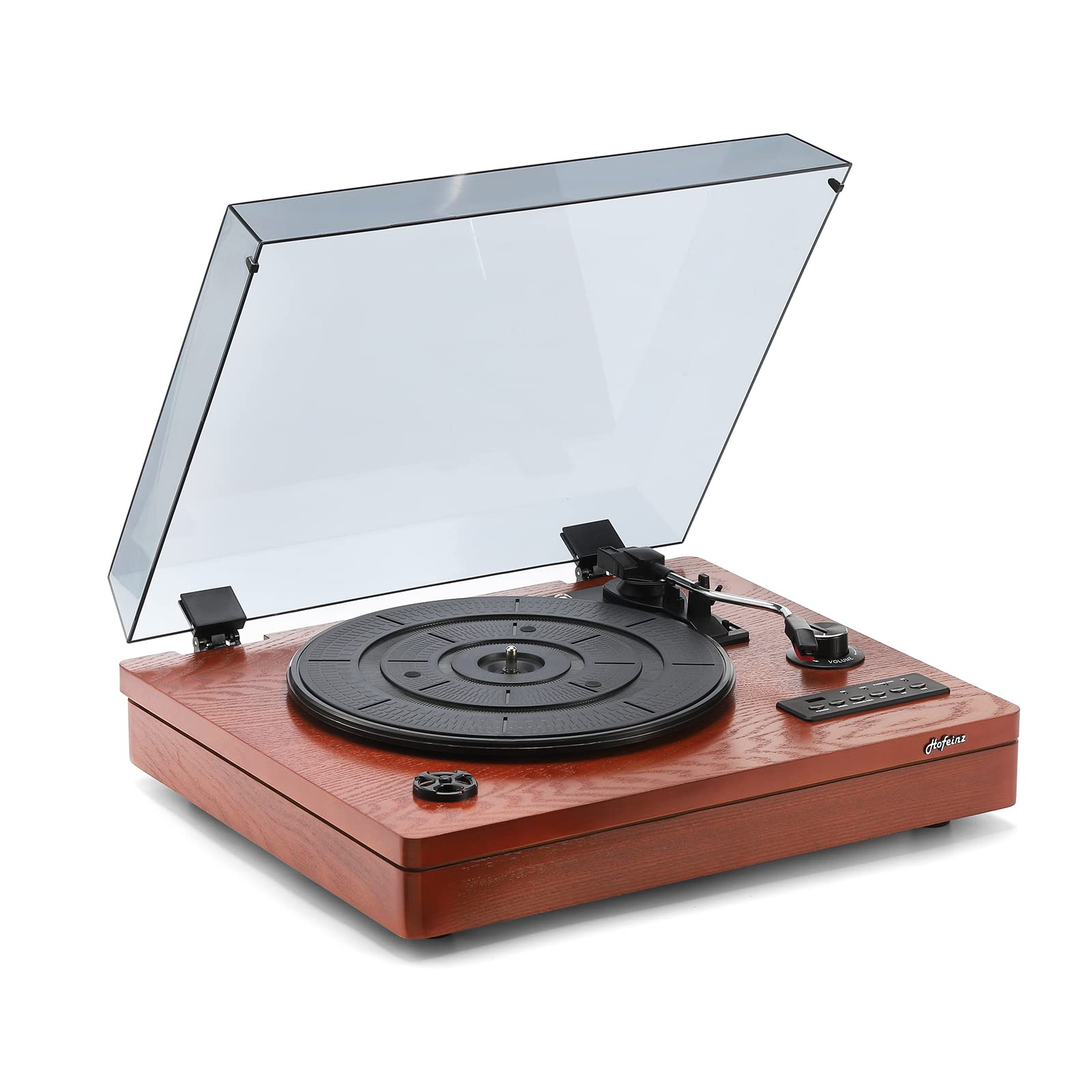 Bluetooth Vinyl Record Player, with Built-in Speakers, Vinyl Record to USB Recording,3-Speed Turntables (Walnut)