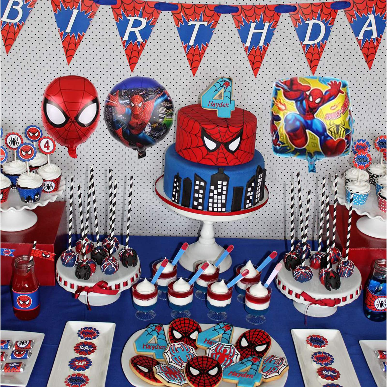 Superhero Balloons for Kids Birthday Baby Shower Super Hero Theme Party Decorations (Spider)