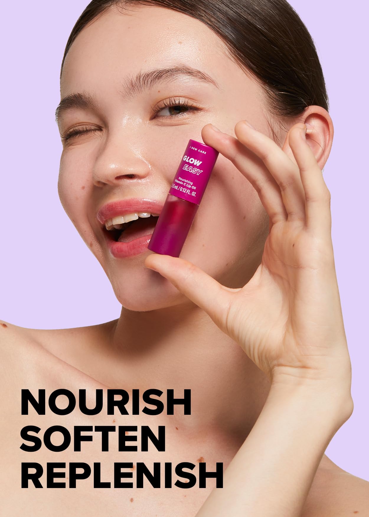 I DEW CARE Lip Gloss - Glow Easy Raspberry | Jojoba Seed Oil, Vitamin C, Pigmented Glossy Stain, Hydrating, Korean Makeup, Pink Color, Glass Skin Look, 0.12 FL Oz