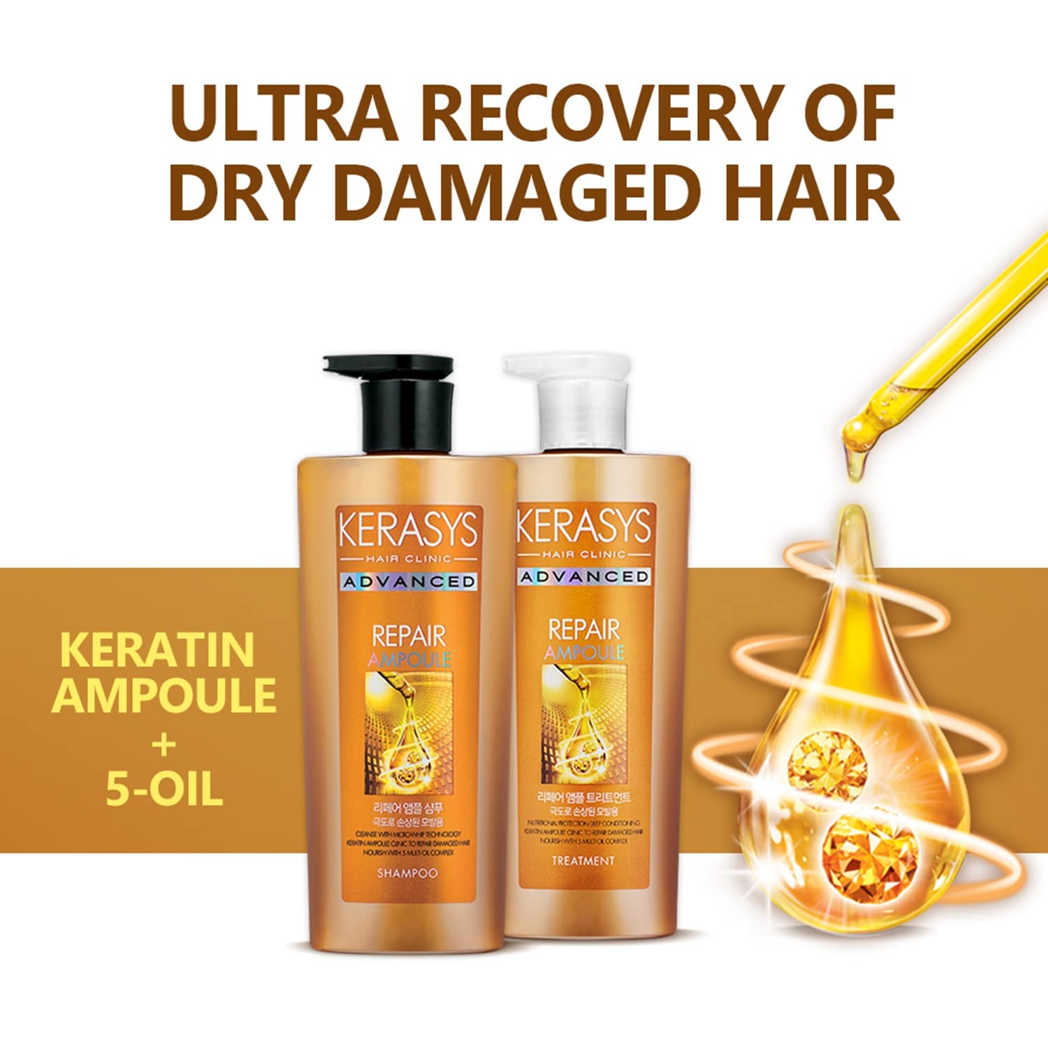 Kerasys Advanced Ampoule Repair Shampoo and Treatment 20 FL oz. (Set of 2)
