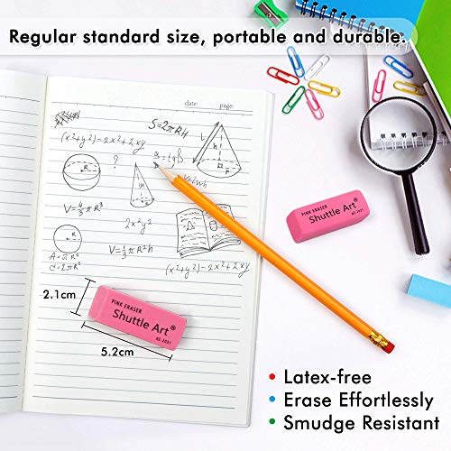 Pink Erasers, Shuttle Art 120 Pack Pink Erasers Bulk for School, Office, Latex-Free Soft Erasers for Kids, Teachers as School Supplies